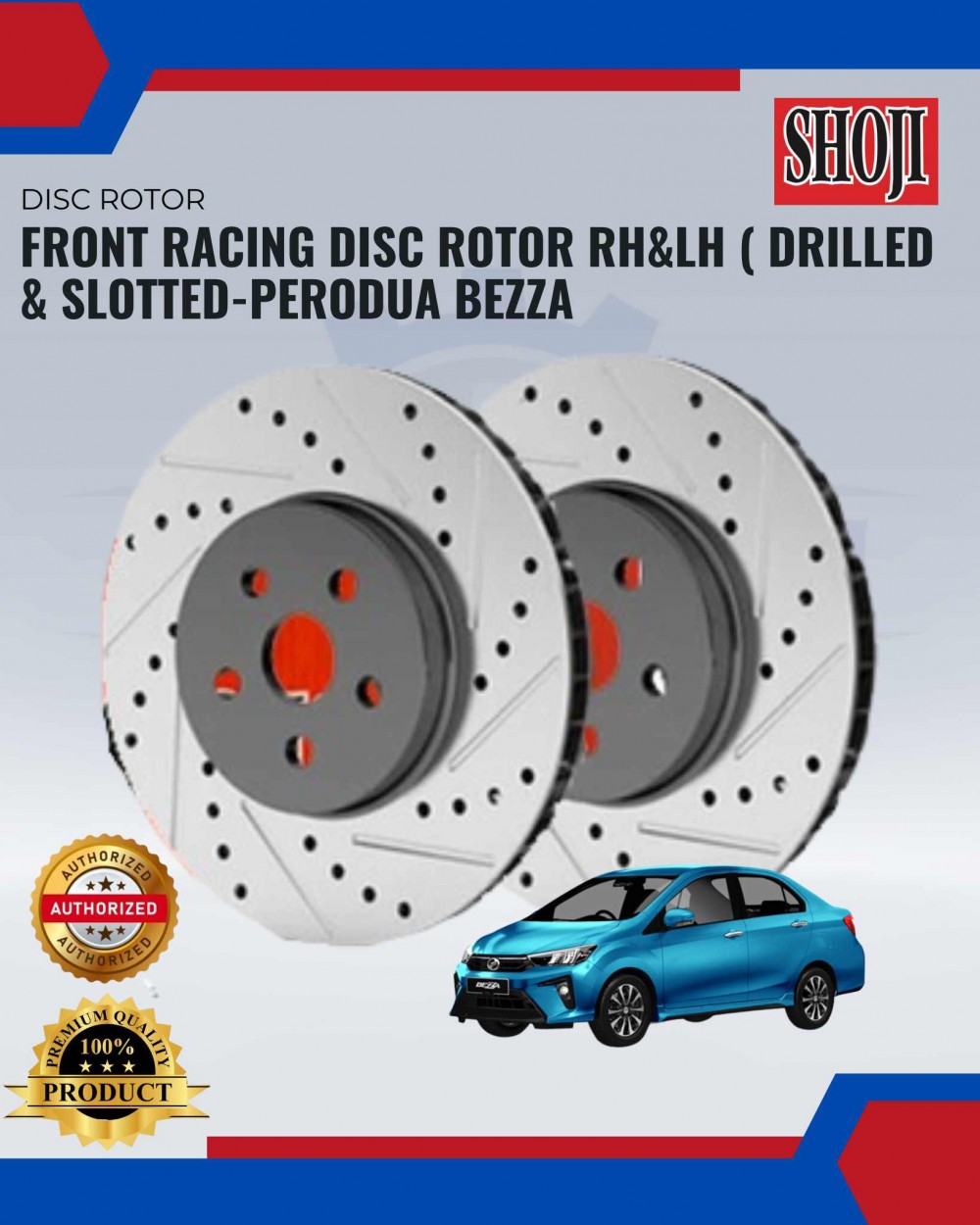 Front Disc Rotor-Racing Type-Slotted-Drilled-Perodua Axia. Bezza | JCA AUTO SUPPLY
